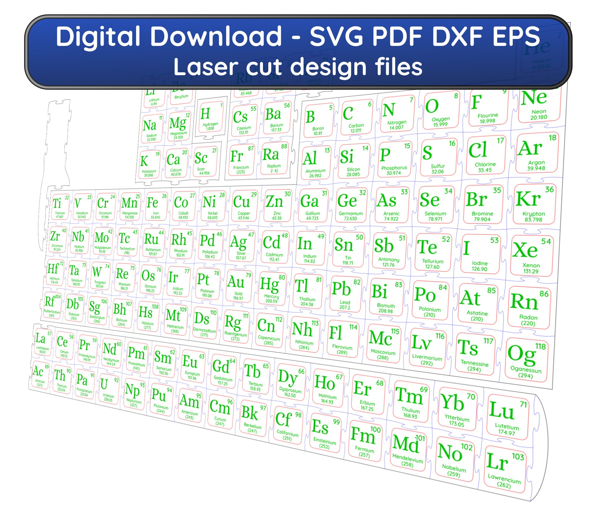 Periodic Table of Elements Laser Cut Digital Design Files - Etsy