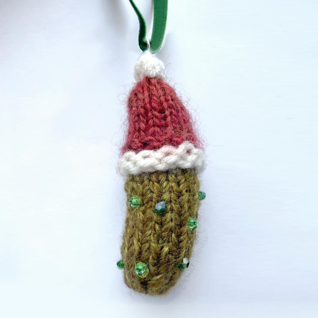 Christmas Hat Pickle Knitting Pattern – Easy 9 X 3.5 X 3.5cm | by Emily ...