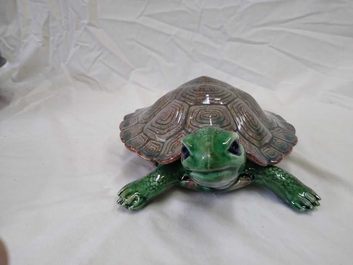 Turtle, Figurine Hand Painted Candy Dish, Treasure Dish ,hide a Key ...