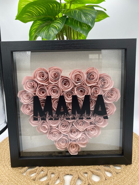 Personalized MAMA shadow box with rose heart MAMA Spanish | Etsy
