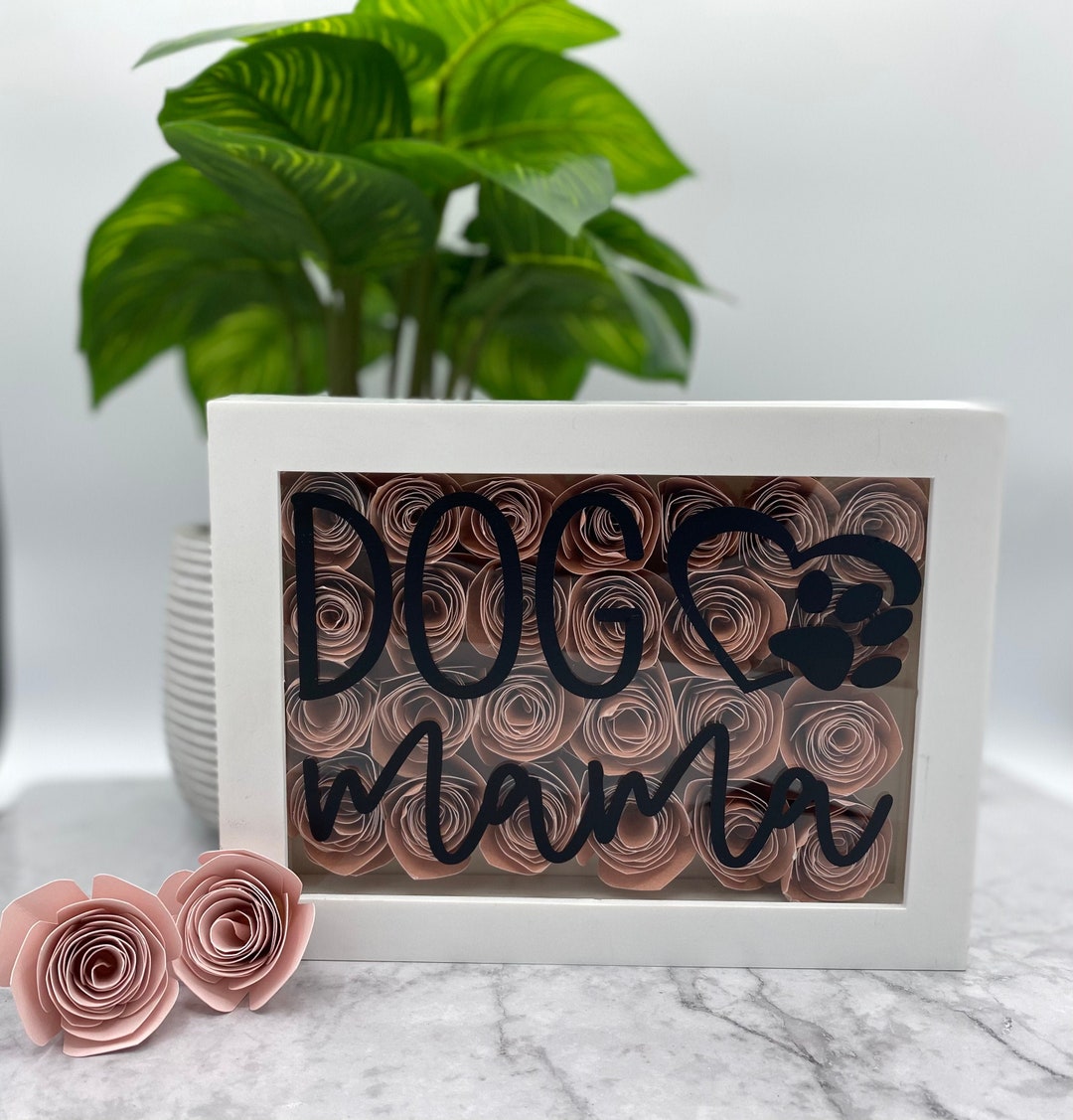DOG MAMA Paper Flower Shadow Box, Dog Lover Gift, Dog Mom Gift, Dog ...