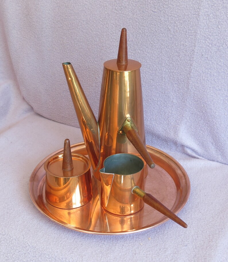 Vintage ARGV 1960s Retro Copper Coffee Pot Set on Tray - Etsy