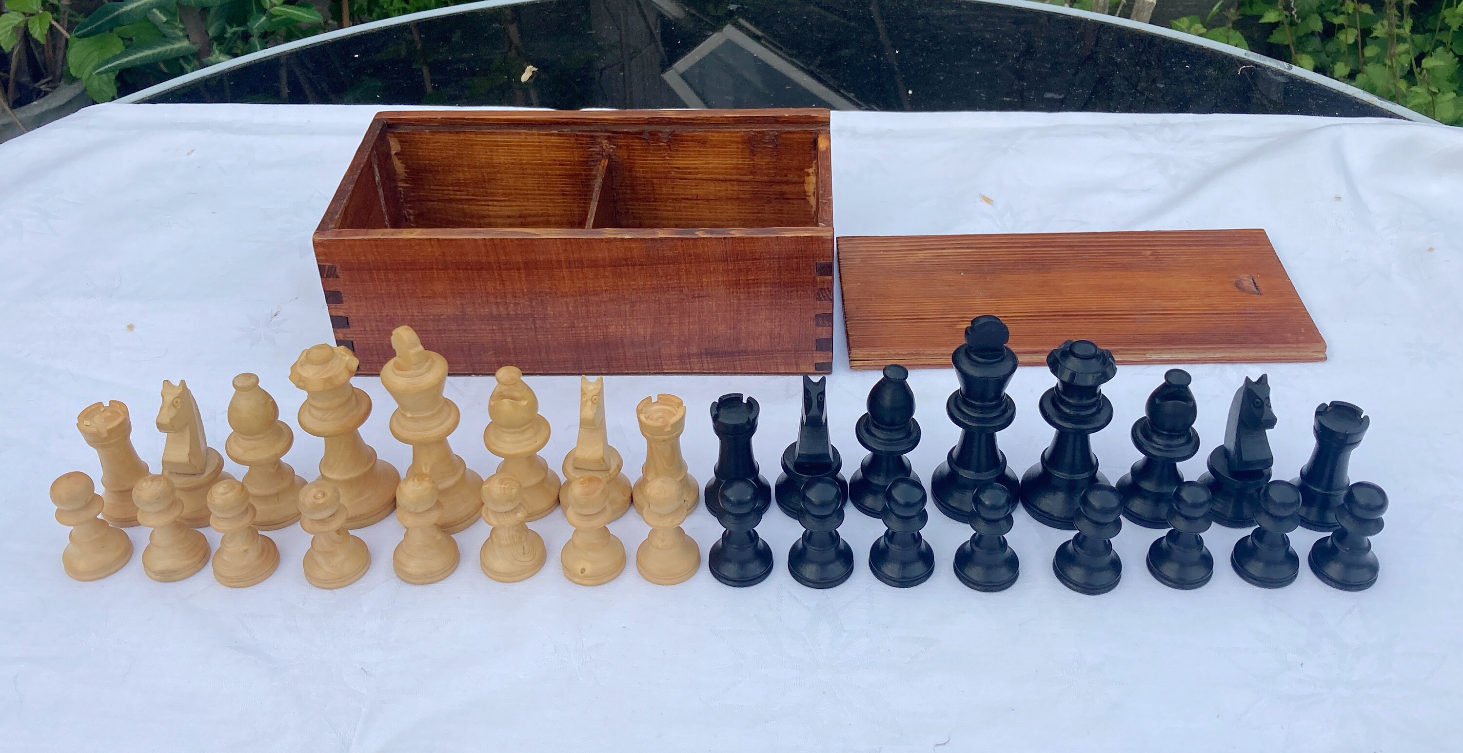 Vintage Chess Set Turned Wood in Wooden Box Chess Set - Etsy