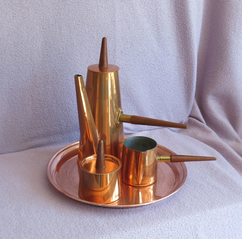 Vintage ARGV 1960s Retro Copper Coffee Pot Set on Tray - Etsy