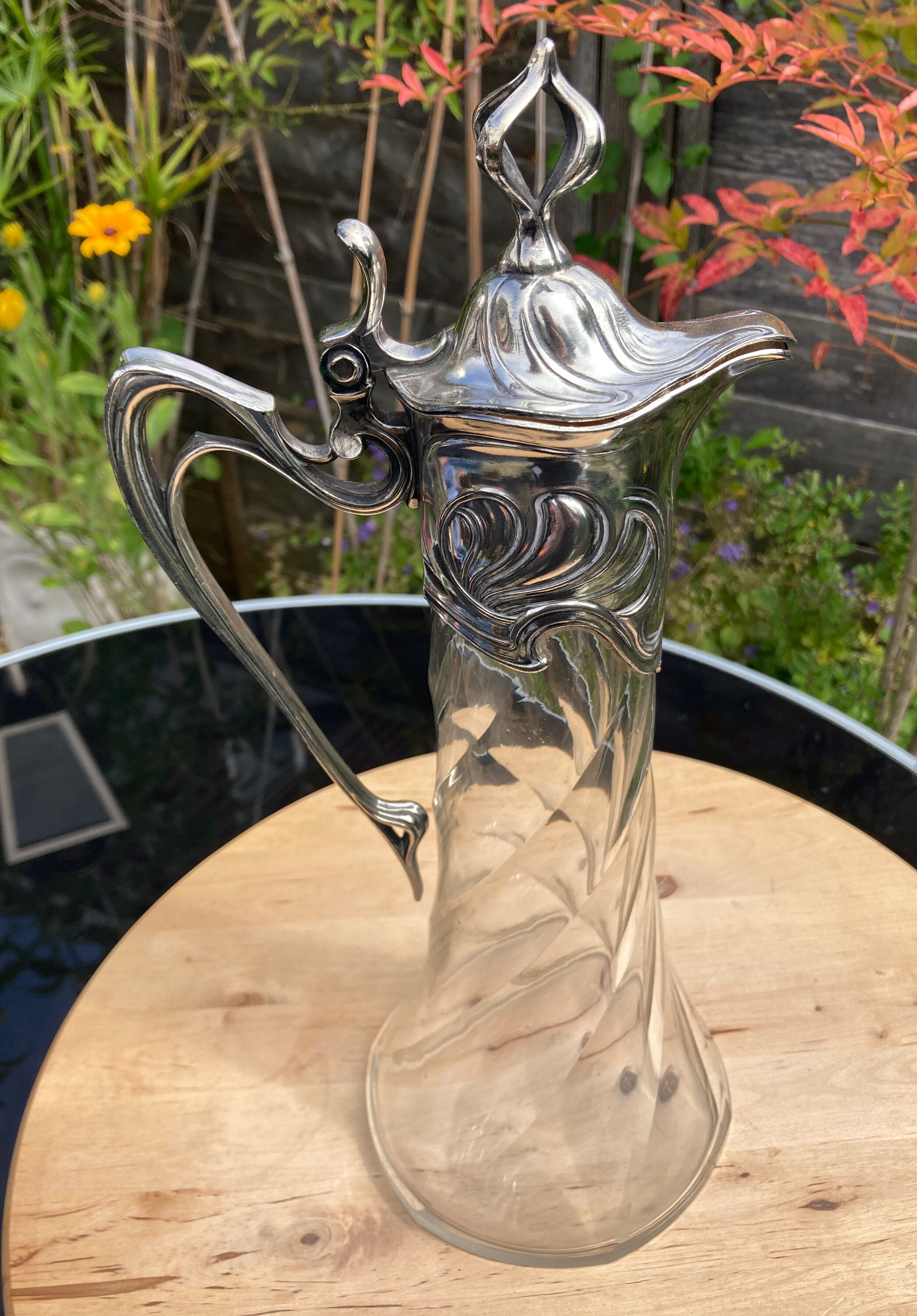 Antique WMF Art Nouveau Jugendstil Silver Plate Cut Glass Claret Jug - Etsy