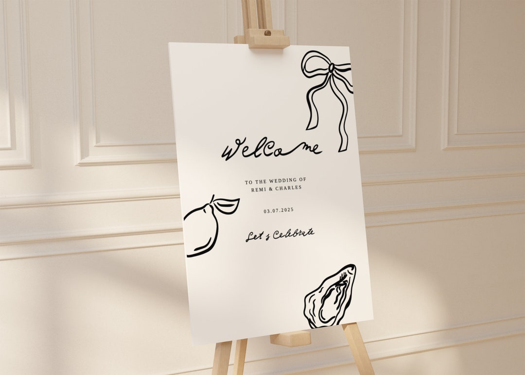 Illustrated Wedding Welcome Sign Template | Digital Download, Printable ...