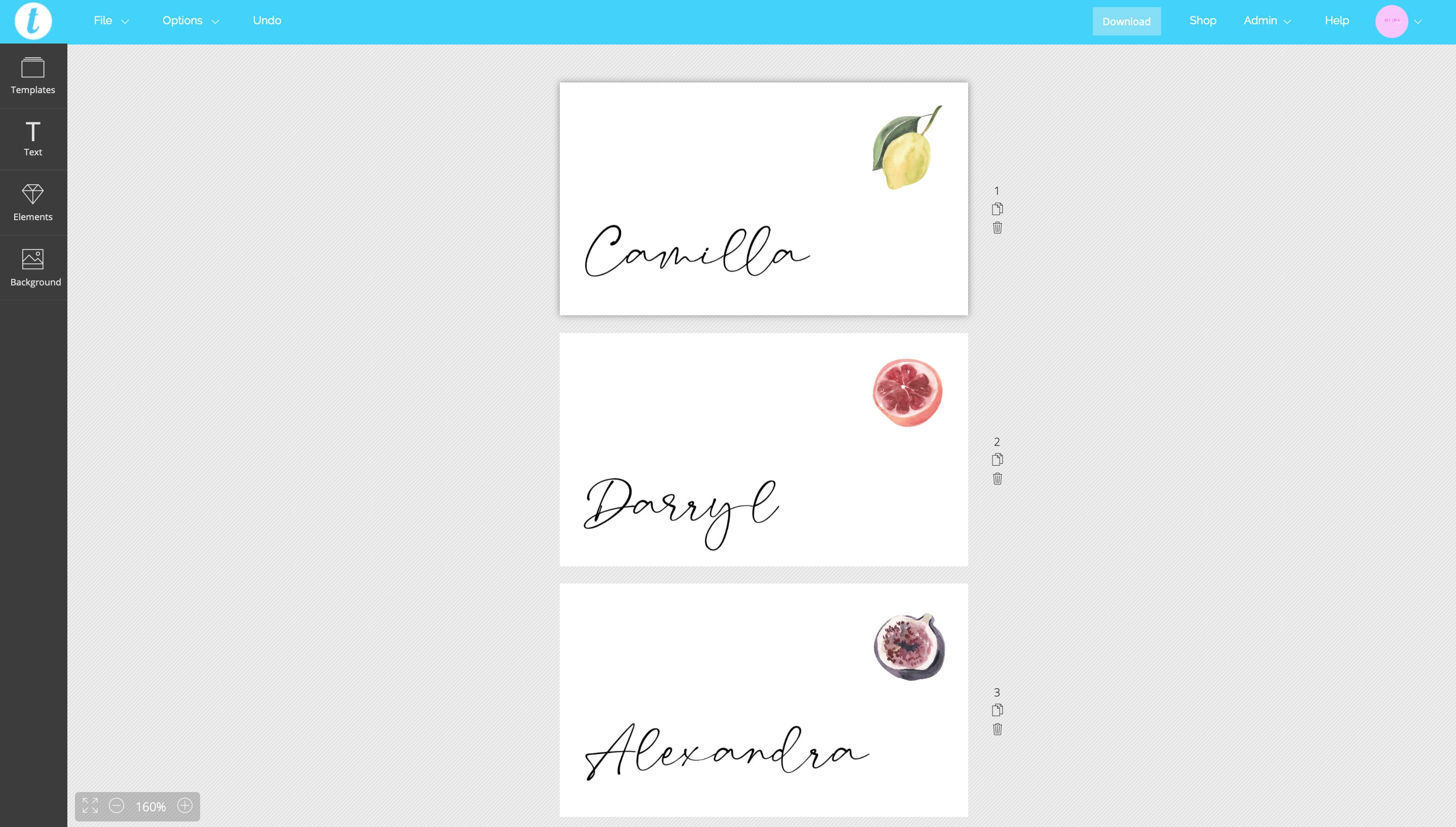 Italiano Editable, Customisable, Printable Name Cards Watercolour ...