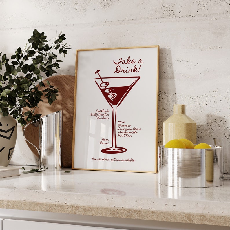 Dirty Martini Bar Menu, Drinks Menu or Cocktail Menu | for Birthdays ...