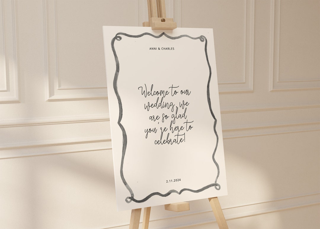 Vintage French Inspired Watercolour Welcome Sign, Editable ...