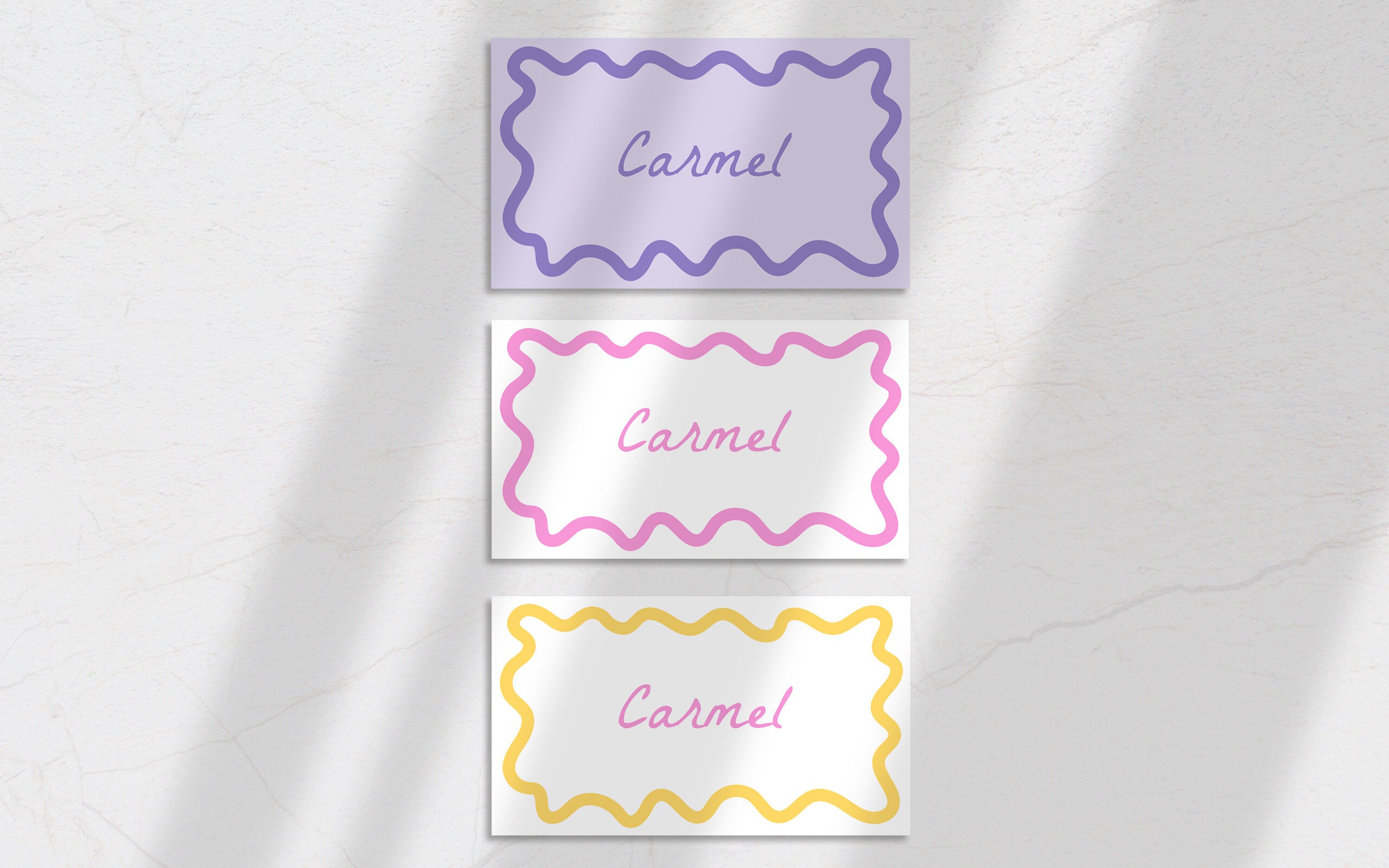 Squiggly Editable Customisable Printable Name Cards - Etsy