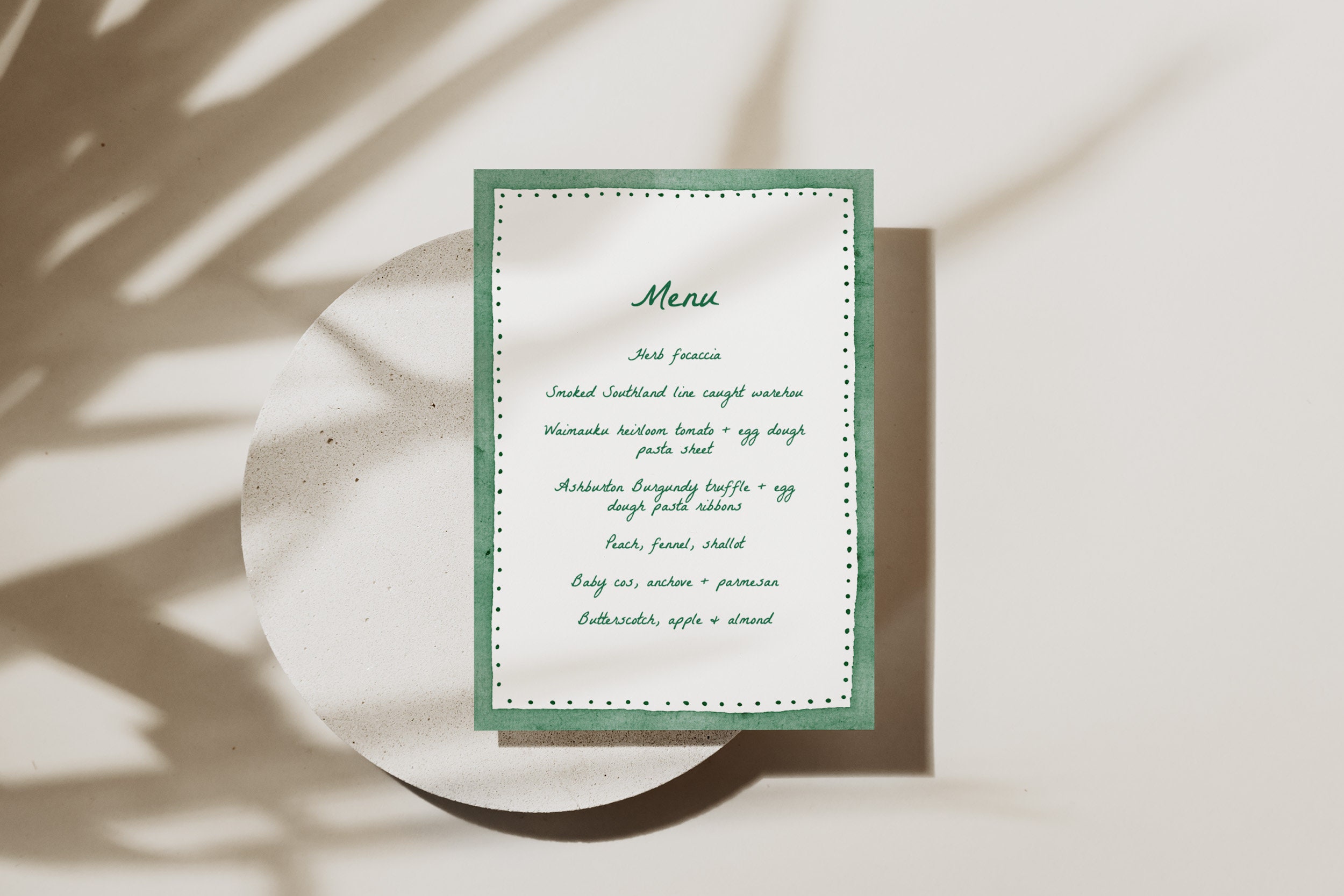 Handpainted Watercolour Menu in Green, Editable, Printable Food Menu ...