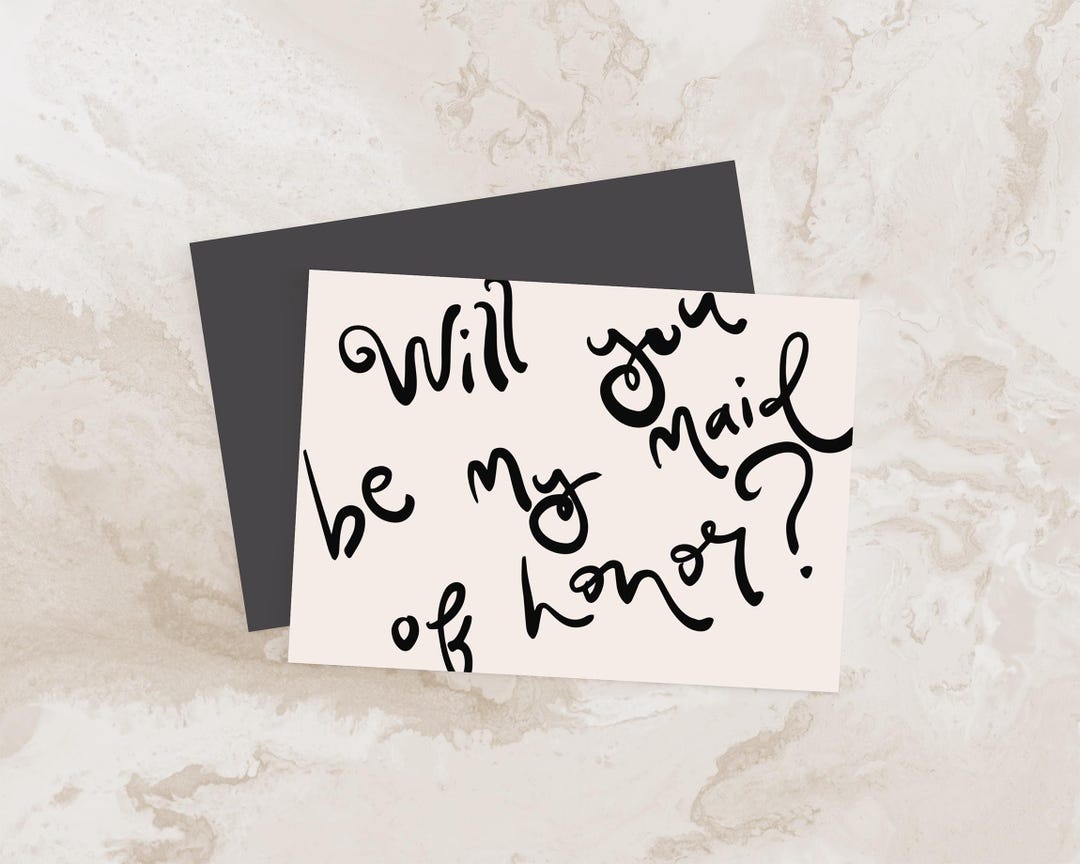 Cursive, Handwritten Maid of Honor Proposal Card - Editable Colours ...