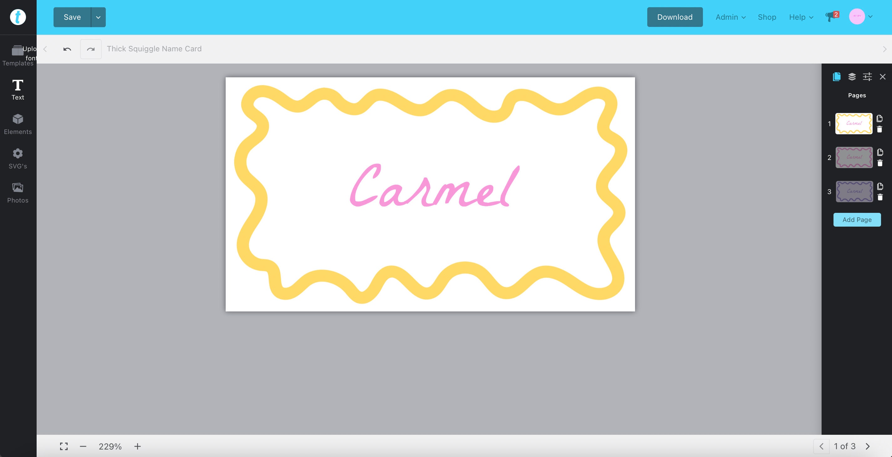 Squiggly Editable, Customisable, Printable Name Cards Wedding and Event ...