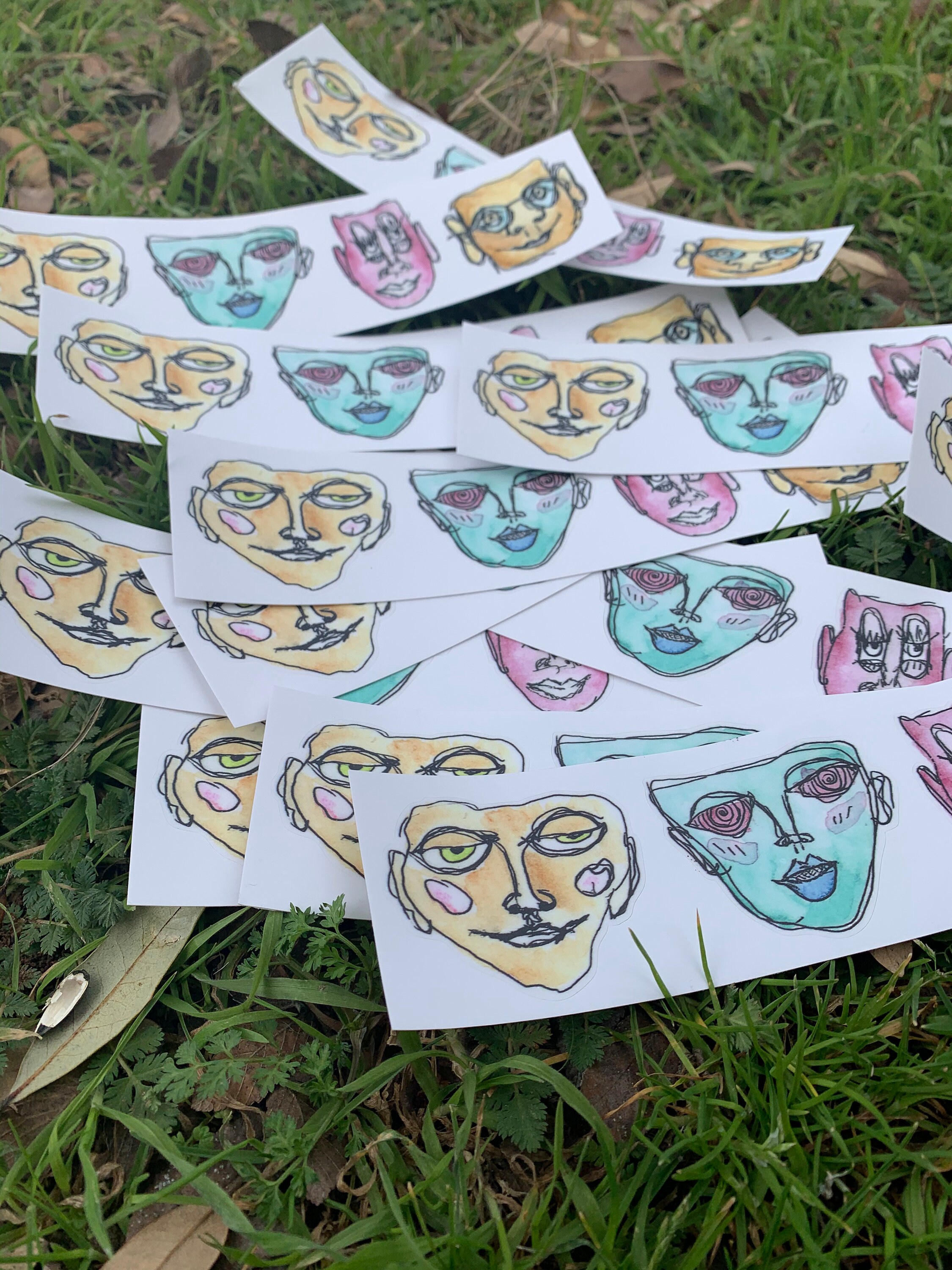Abstract Art Face Stickers - Etsy