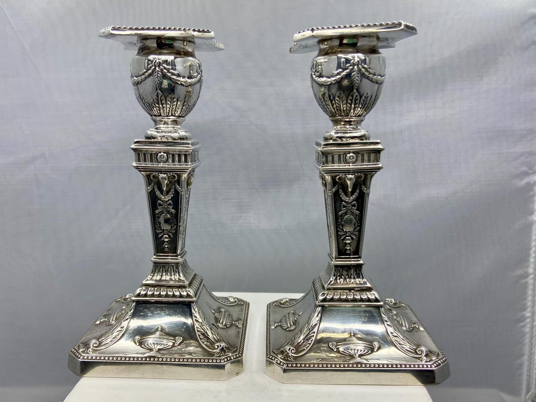 Victorian Silver Candlesticks - Walker & Hall 1897 - Lovely Pair - VGC ...