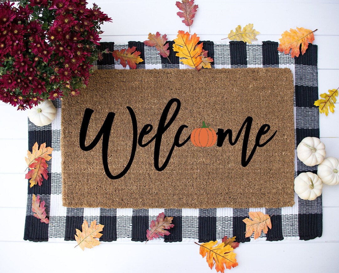Welcome Fall Pumpkin Mat Thanksgiving Welcome Mat Door - Etsy