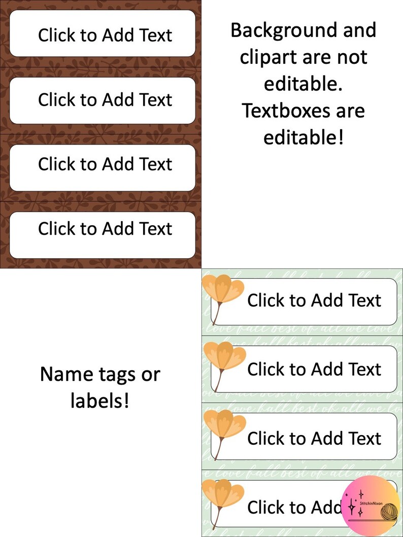 Fall-themed Editable Name Tags (or Labels) - Etsy