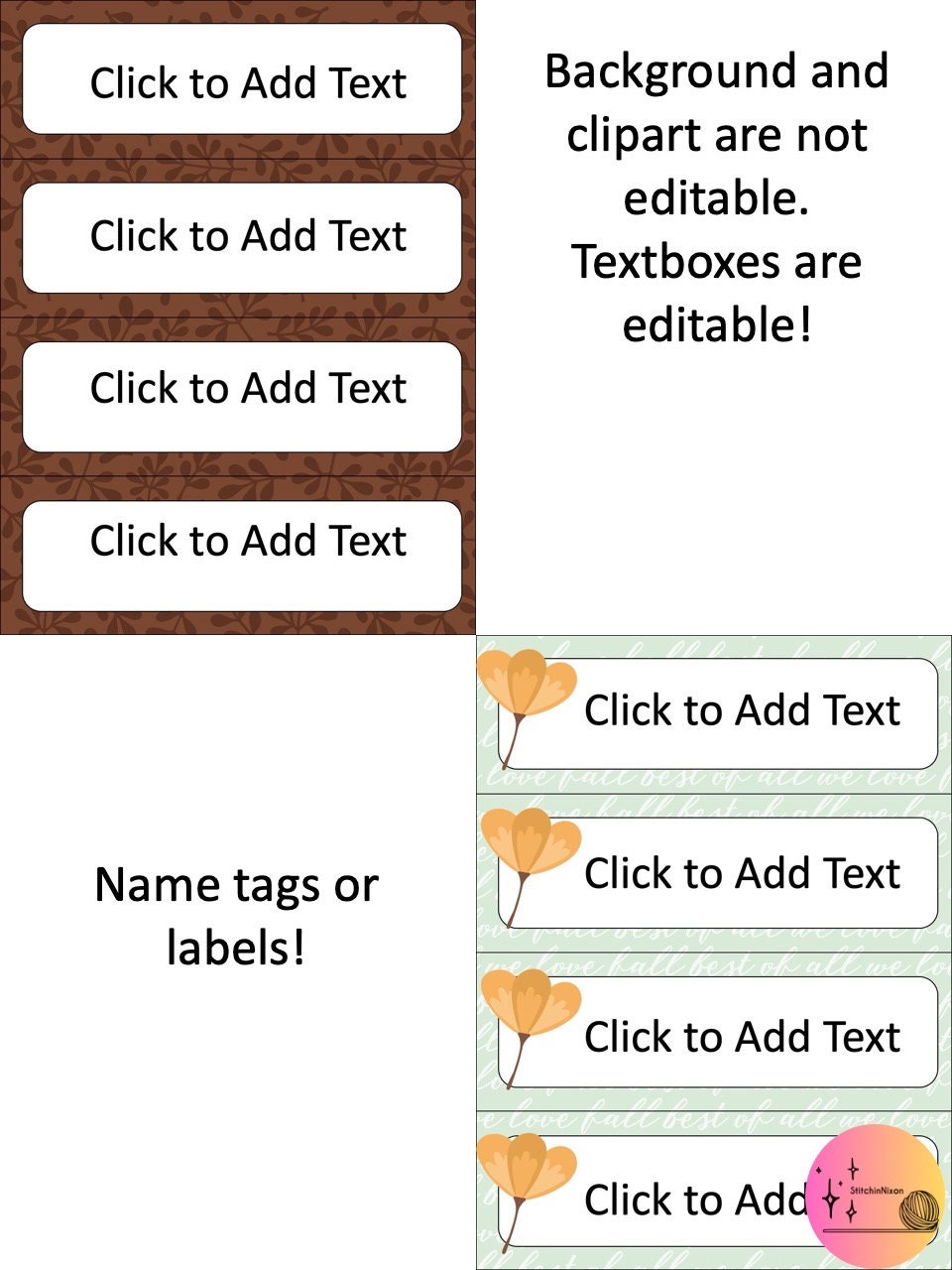 Fall-themed Editable Name Tags (or Labels) - Etsy