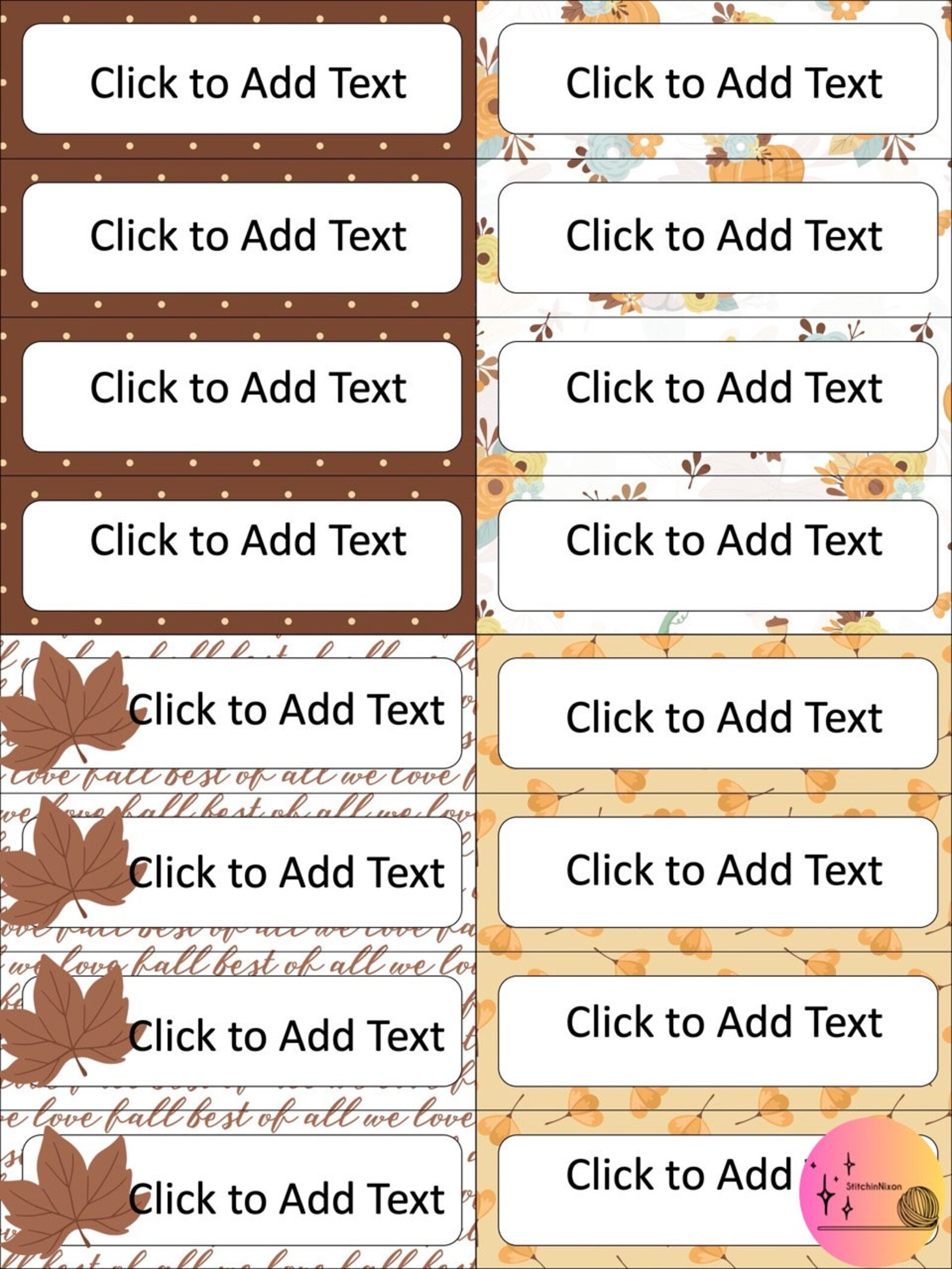 Fall-themed Editable Name Tags (or Labels) - Etsy