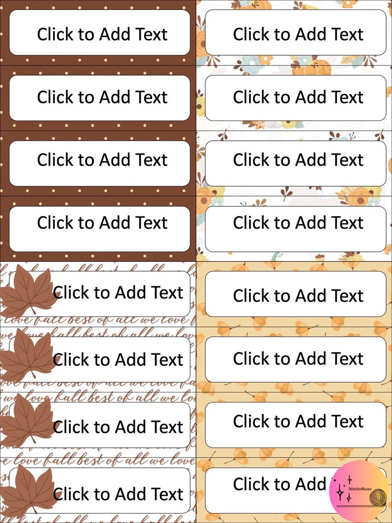 Fall-themed Editable Name Tags (or Labels) - Etsy