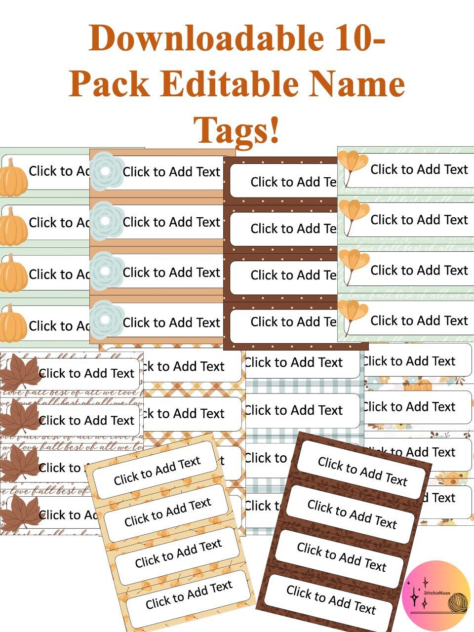 Fall-themed Editable Name Tags (or Labels) - Etsy