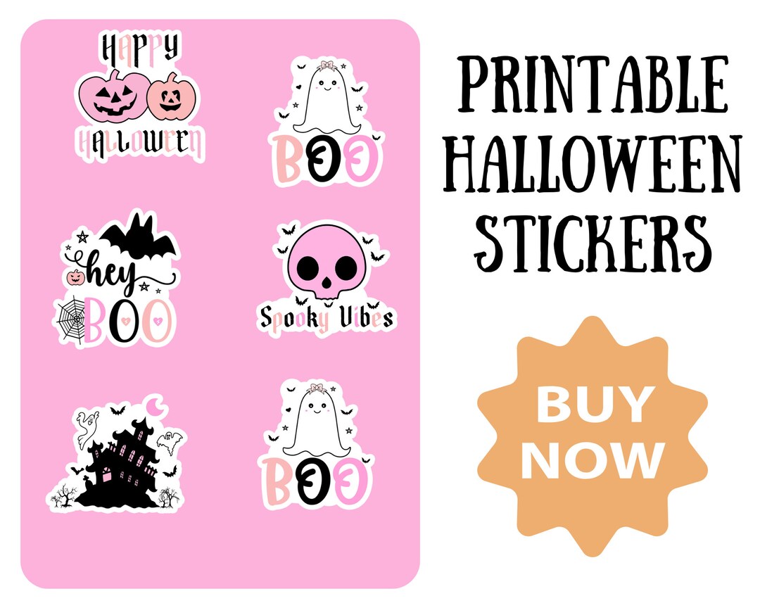 Spooky Halloween Stickers, Printable Sticker Set, DIY Crafts, Halloween ...