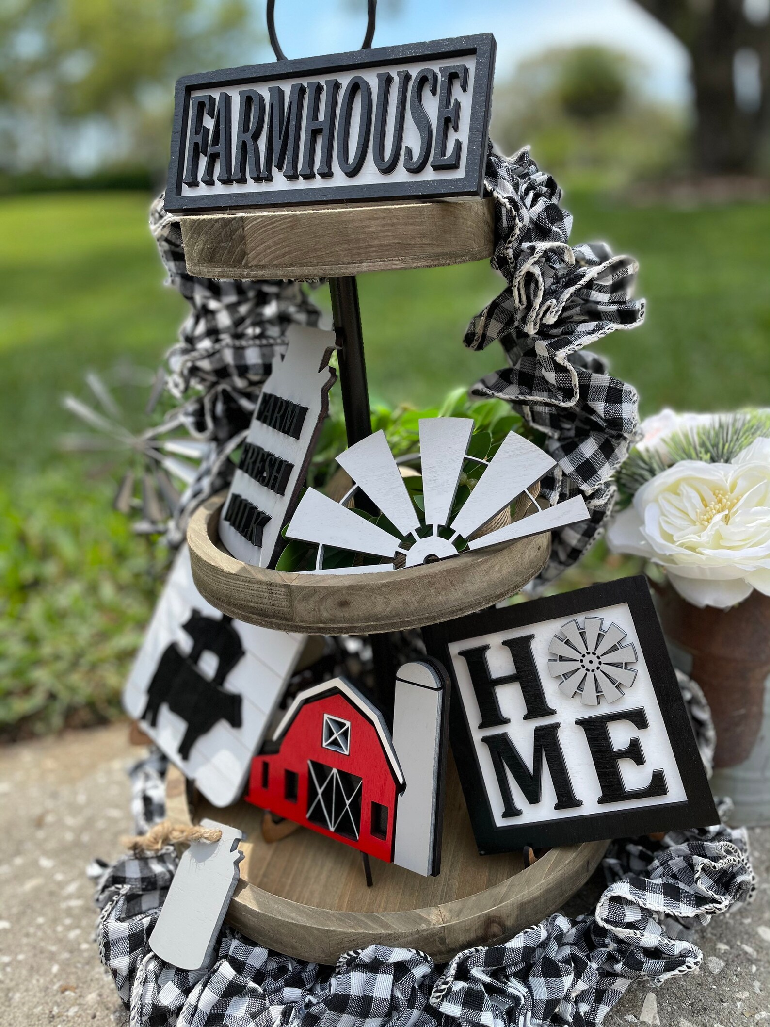 Farmhouse Tiered Tray Farmhouse Decor Home Sweet Home Tier - Etsy