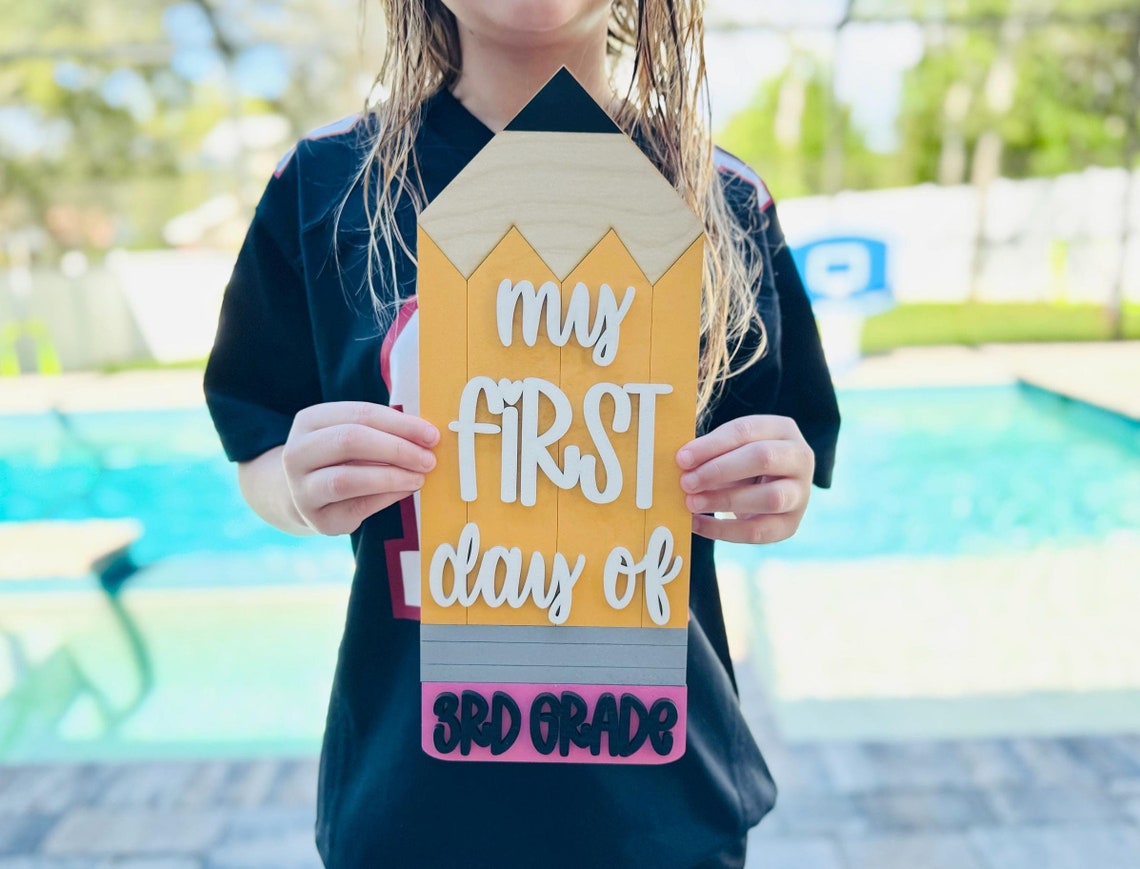 Pencil First Day of School Sign, 1st Year of School Sign, School Sign ...
