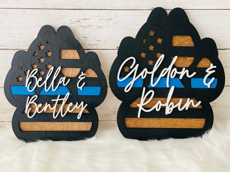 Police K9 Paw Print Sign Thin Blue Line K9 Sign Law - Etsy