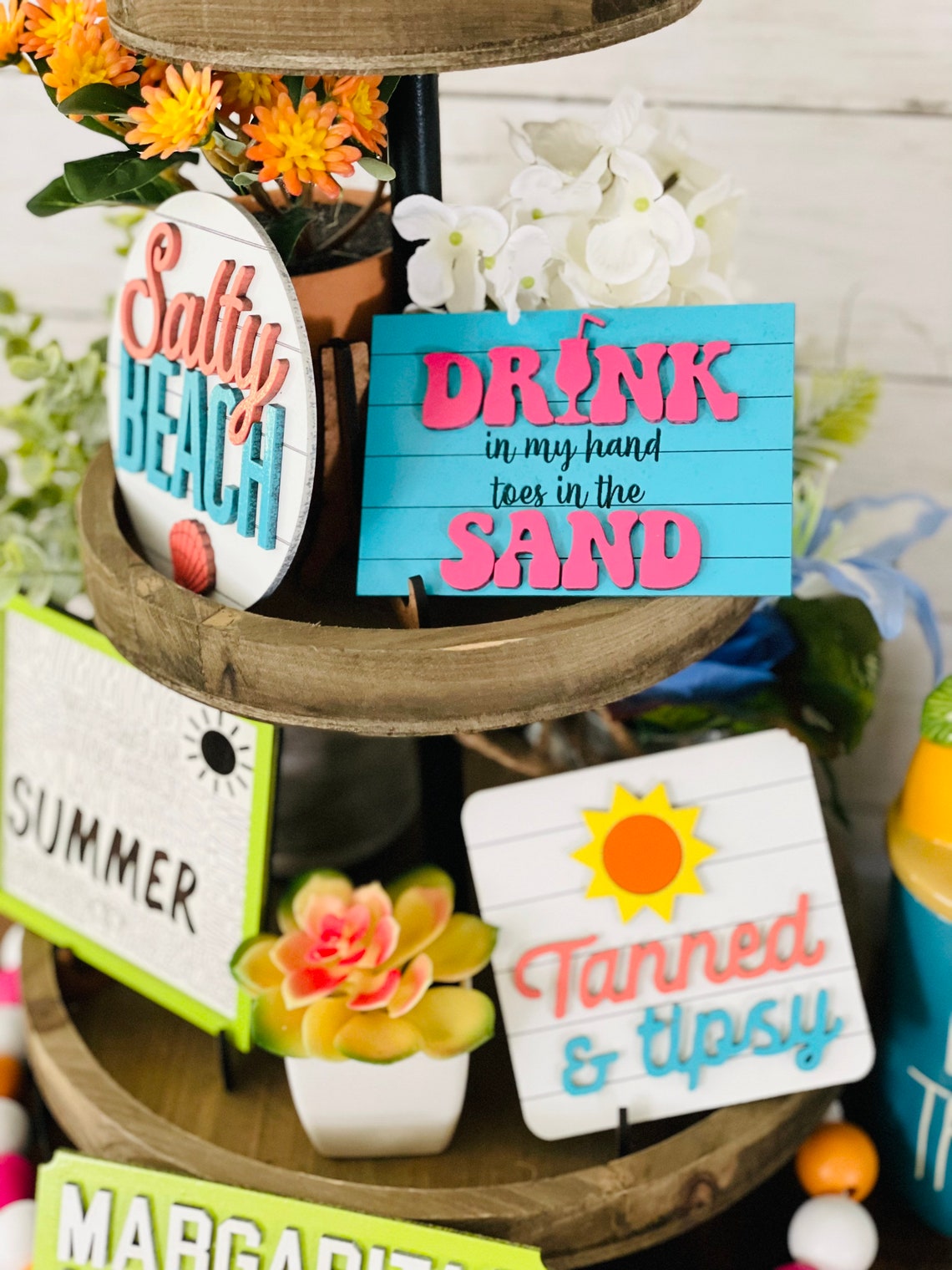 Summer Tier Tray Set Summer Decorative Tray Beach Tier Tray - Etsy