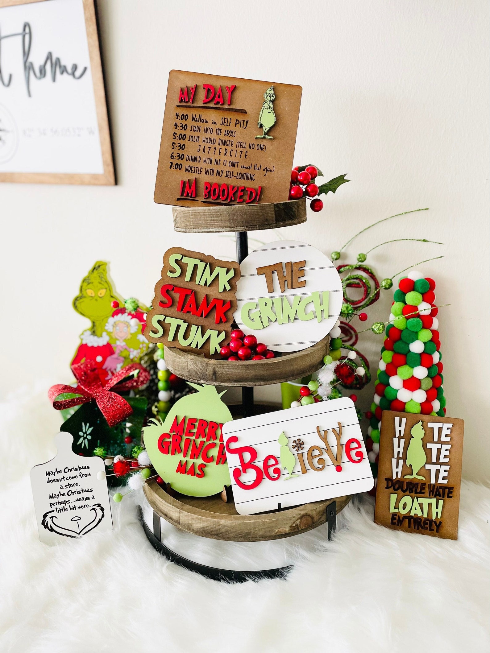 Grinchmas Decorative Tray Grinch Themed Tiered Tray 3D Mini - Etsy