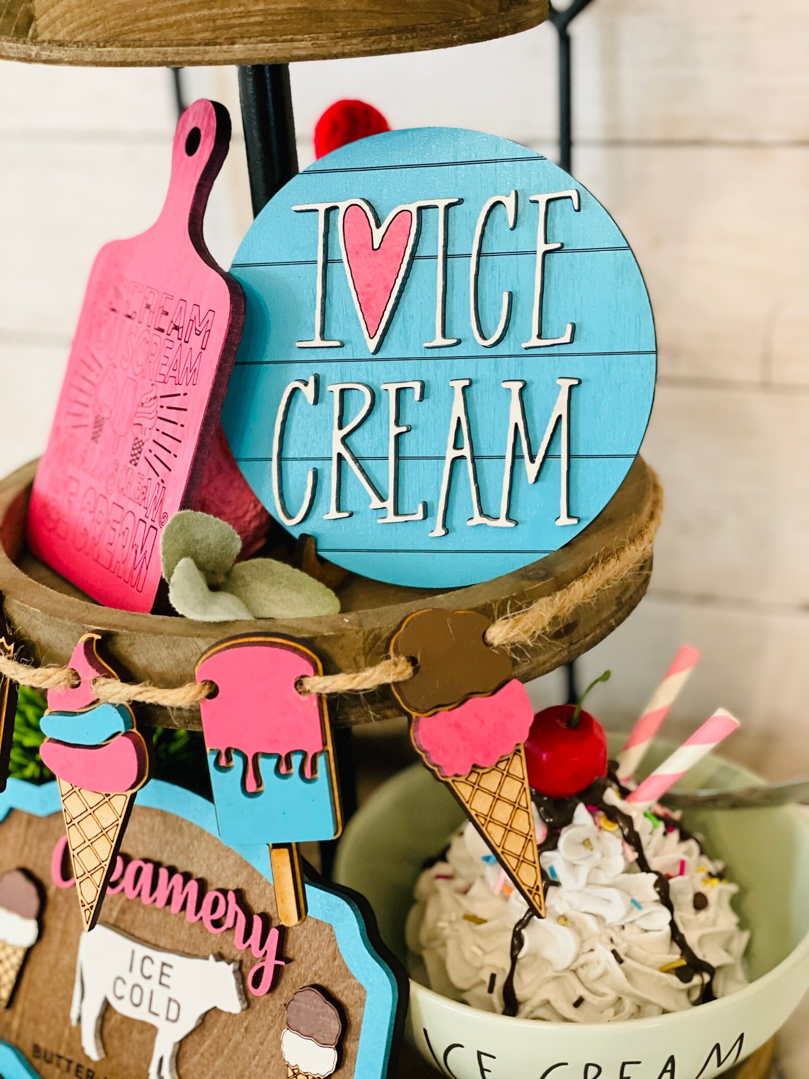 Ice Cream Tier Tray Ice Cream Tiered Tray Decor Ice Cream - Etsy