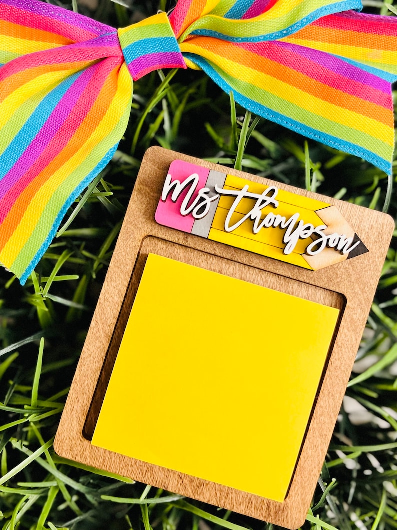 Teacher Sticky Note Holder Personalized Teacher Gift Desk - Etsy