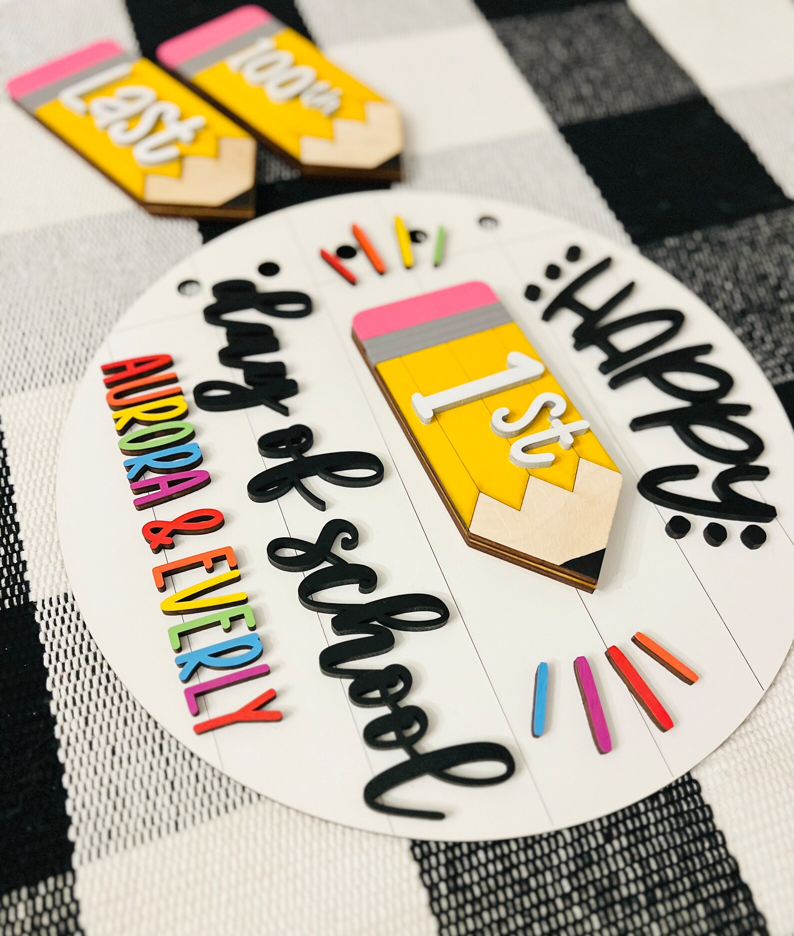 Personalized Kids Interchangeable First Day of School Sign, 100th Day ...