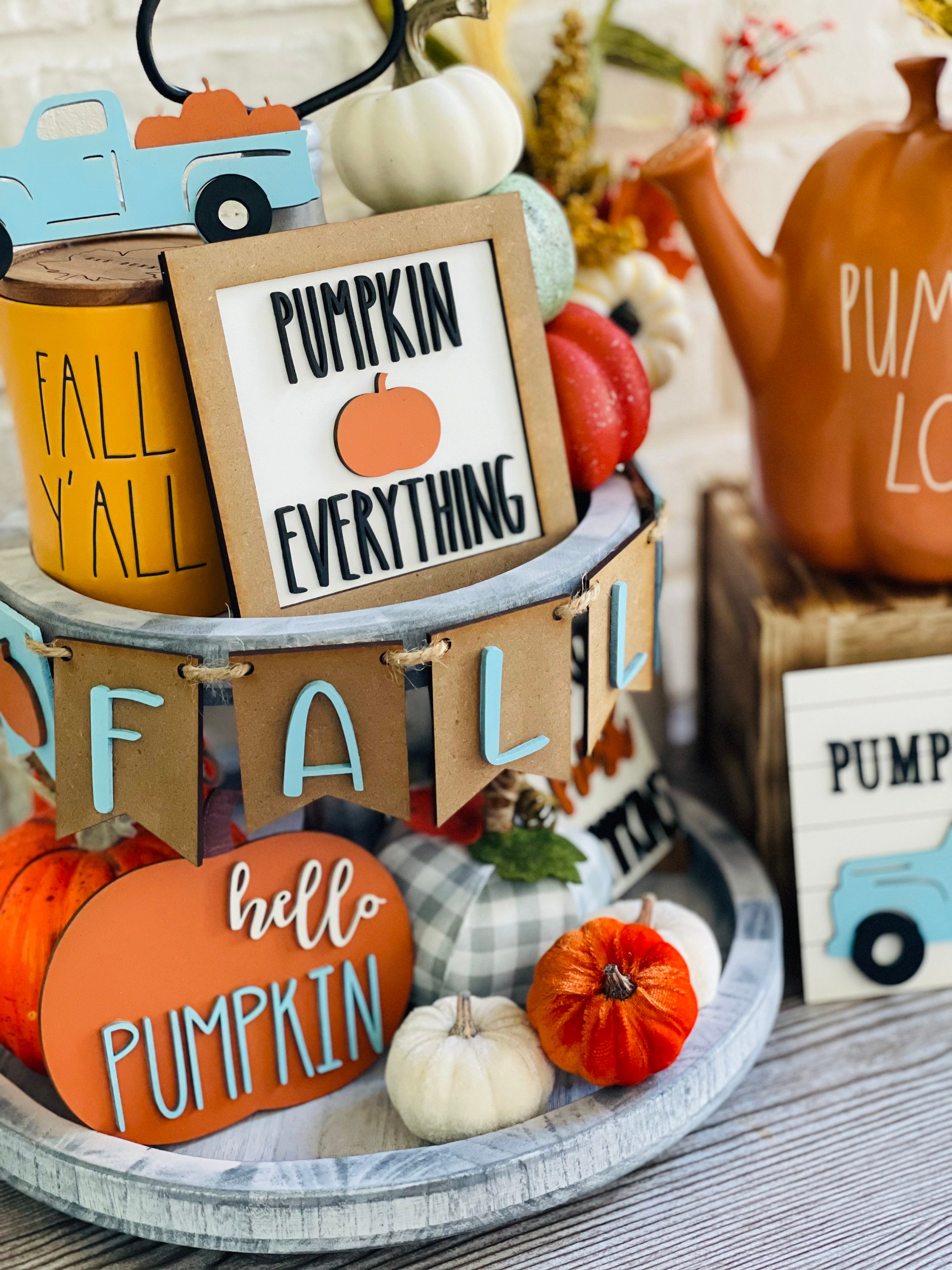 Pumpkin Everything Fall Tiered Tray fall tier tray set | Etsy