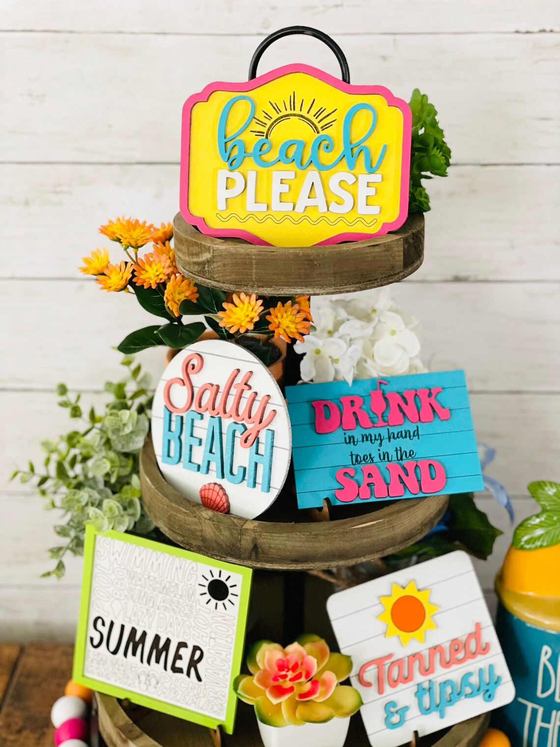 Summer Tier Tray Set Summer Decorative Tray Beach Tier Tray - Etsy