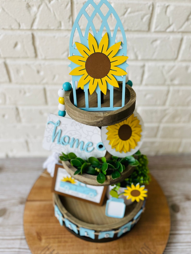 Farmhouse Sunflower Tiered Tray Decor Sunflower Decor Summer - Etsy