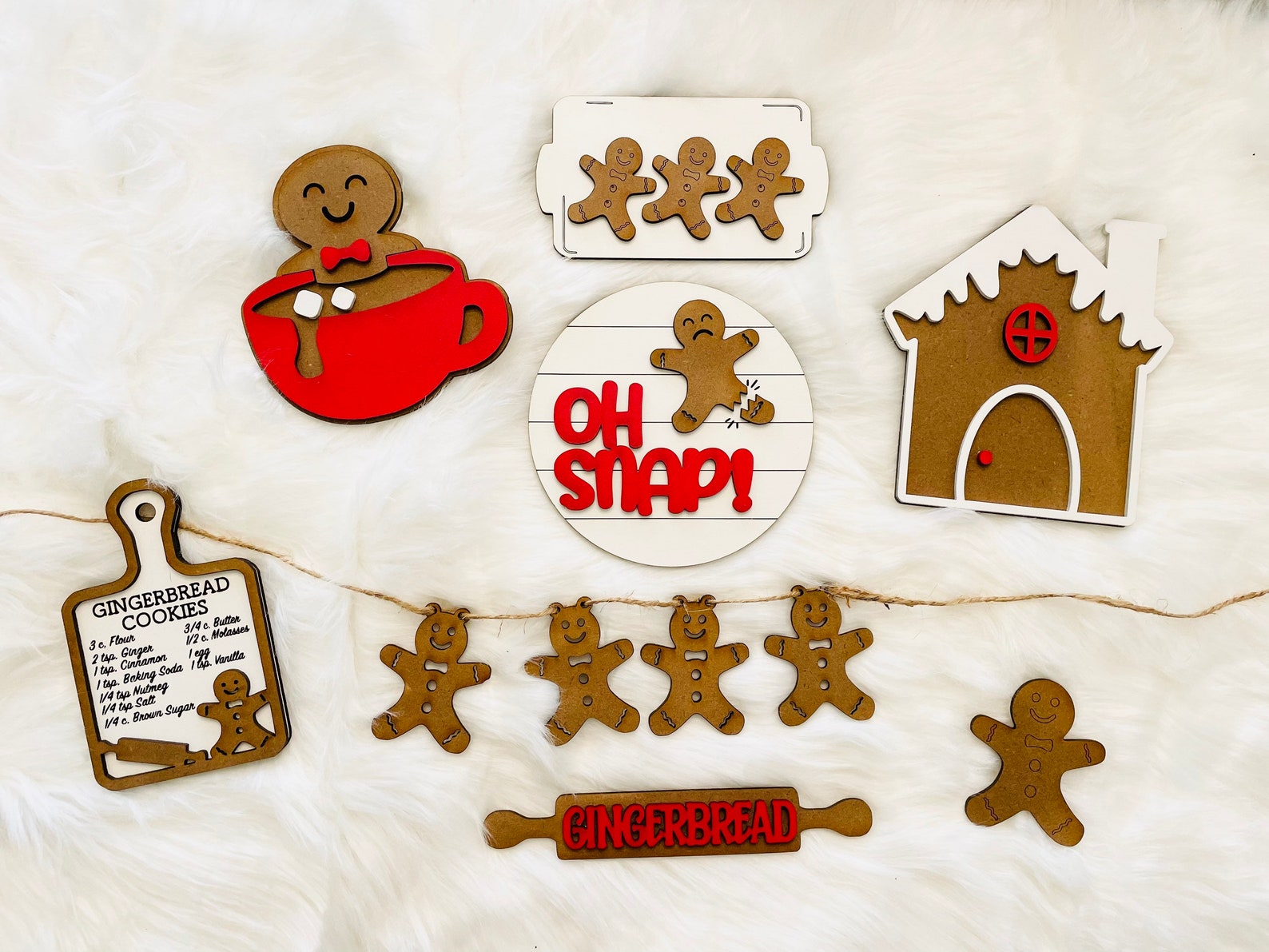 Gingerbread Tiered Tray 8 Piece Set Christmas Decor | Etsy