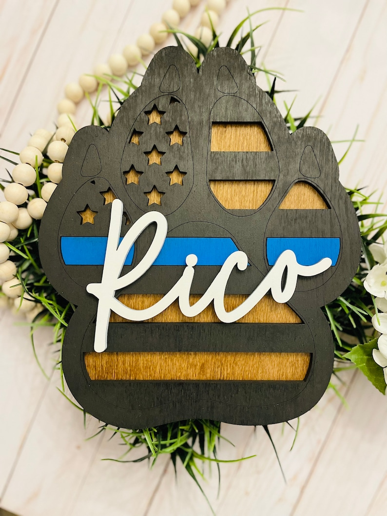 Police K9 Paw Print Sign Thin Blue Line K9 Sign Law - Etsy