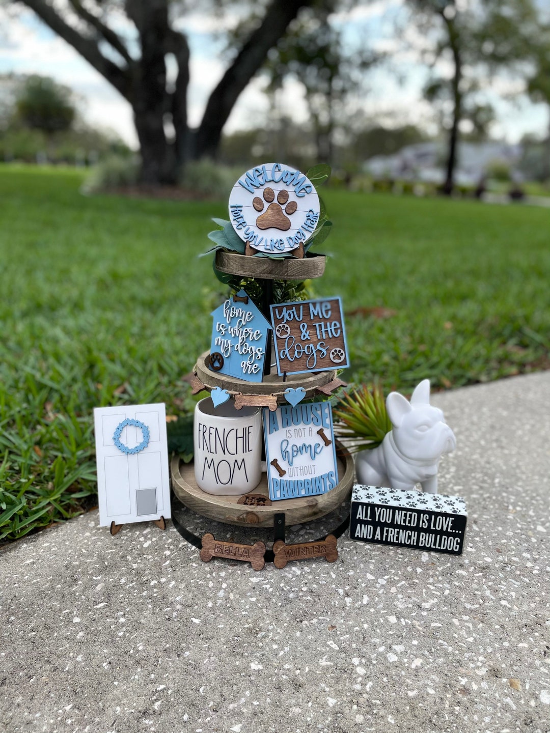 Dog Lover Tiered Tray, Dog Tier Tray, Four Legged Family Decor, Dog ...