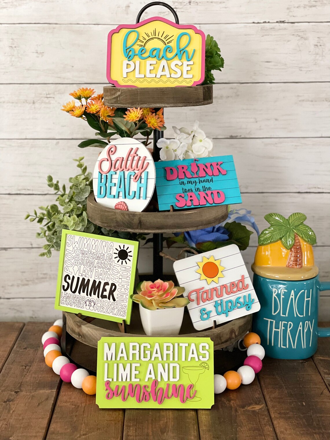 Summer Tier Tray Set Summer Decorative Tray Beach Tier Tray - Etsy