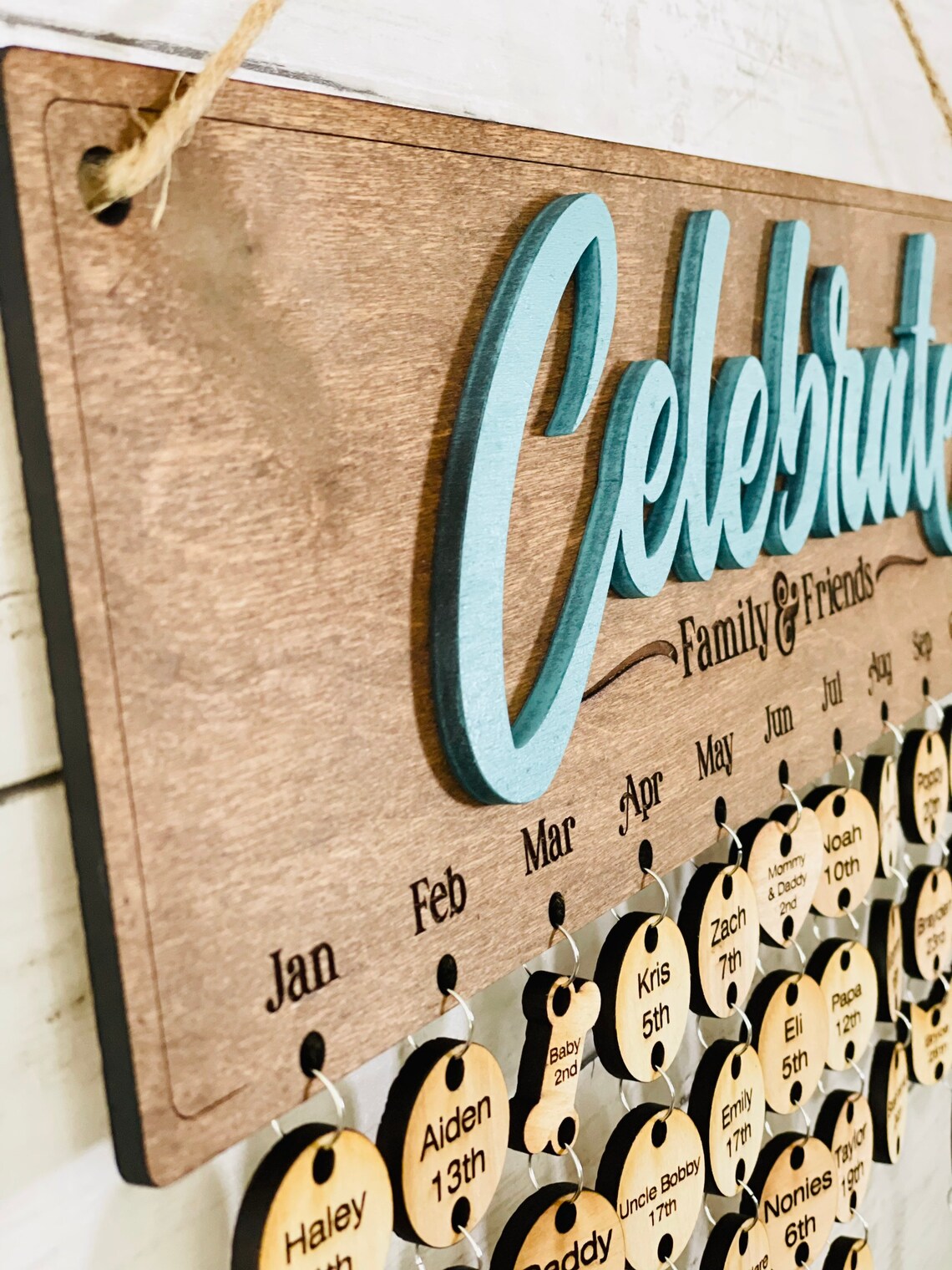 Wood Tags for Hanging Birthday Calendar Personalized Family - Etsy