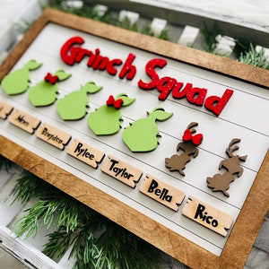 Grinch Squad Family Sign, Grinchmas Decor, Grinch Themed Tiered Tray ...