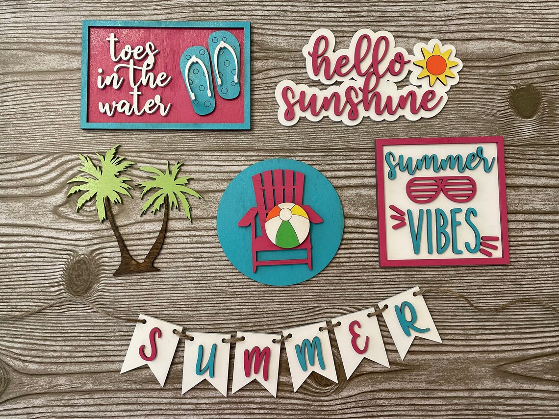 Summer Beach Vibes Tier Tray Set Beach Waves Decor Summer - Etsy