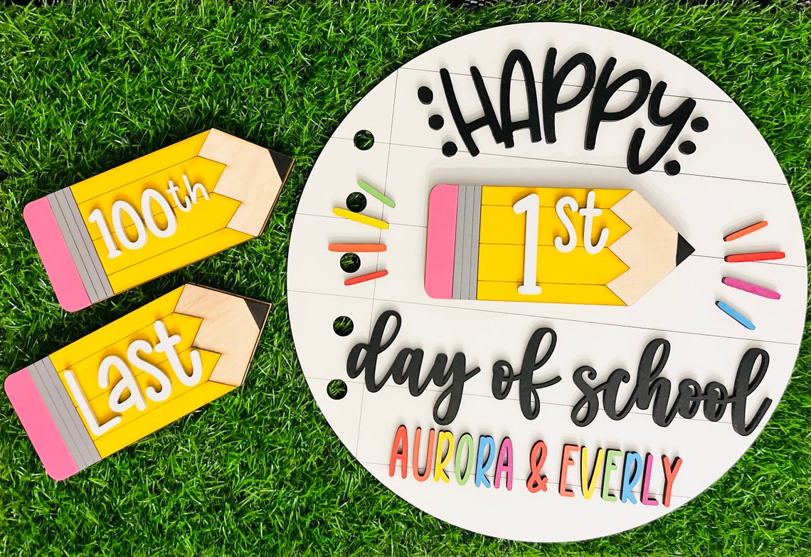 Personalized Kids Interchangeable First Day of School Sign, 100th Day ...