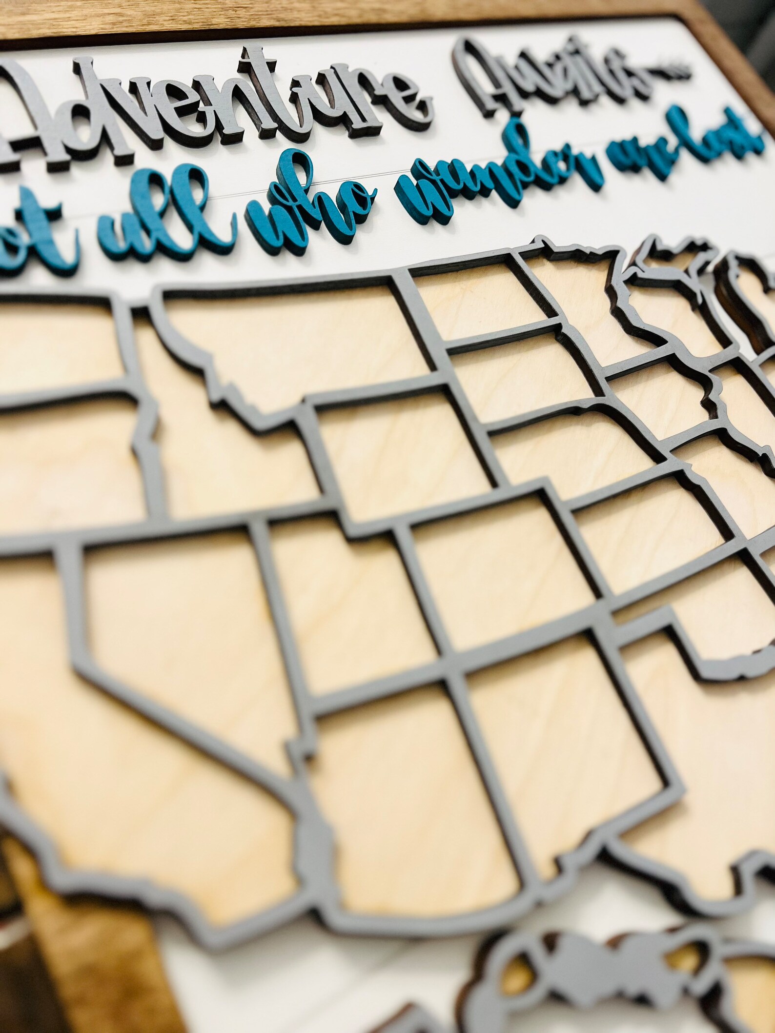 Adventure Awaits 3D Travel Map Sign, Travel State Map Sign Calendar, RV ...