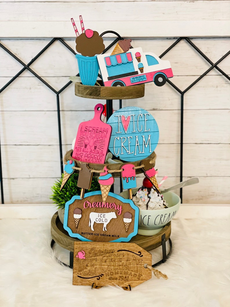 Ice Cream Tier Tray Ice Cream Tiered Tray Decor Ice Cream - Etsy