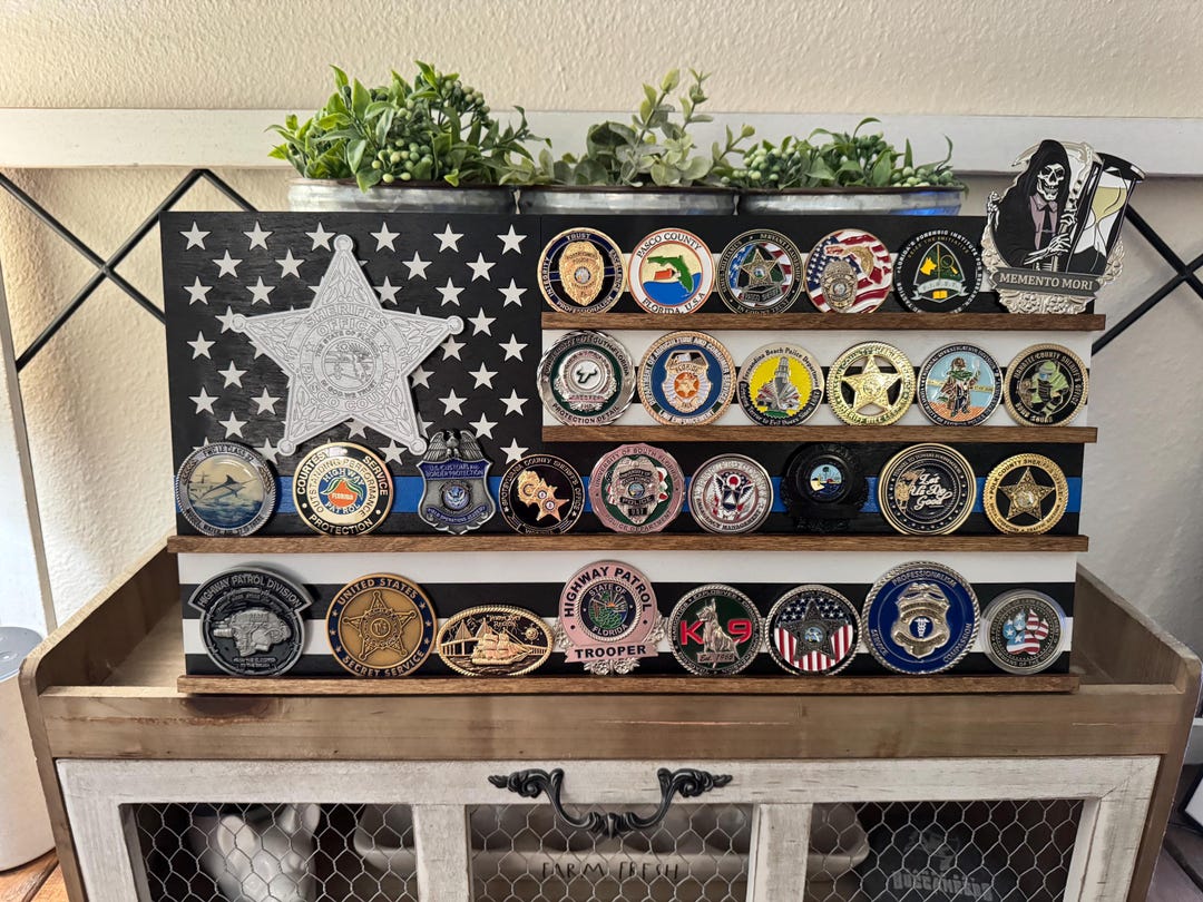 Custom Law Enforcement Challenge Coin Holder – Police Thin Line Display ...