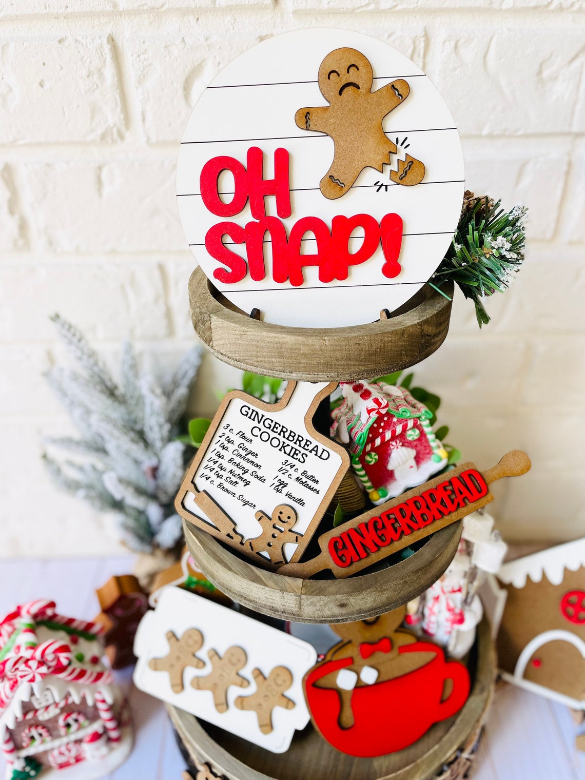 Gingerbread Tiered Tray 8 Piece Set Christmas Decor - Etsy