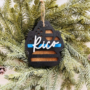 Police K9 Paw Print Ornament, Thin Blue Line K9 Ornament, Law ...
